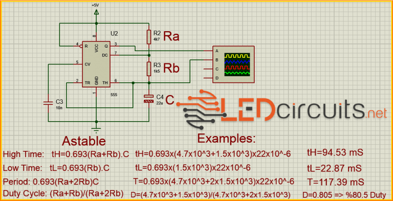 555 OSCILLATOR - LEDcircuits.net - Hobby DIY Electronics Projects
