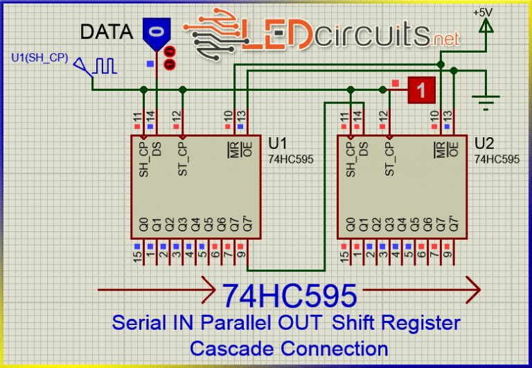 74HC595 - LEDcircuits.net - Hobby DIY Electronics Projects